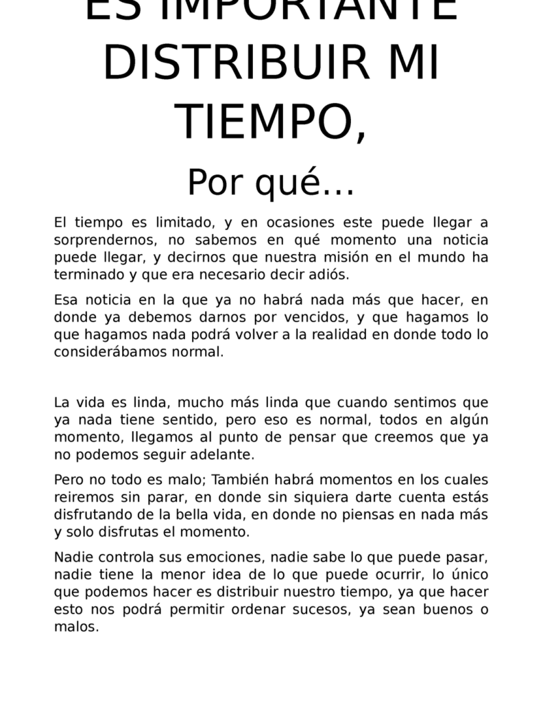 Por qué es importante distribuir mi tiempo