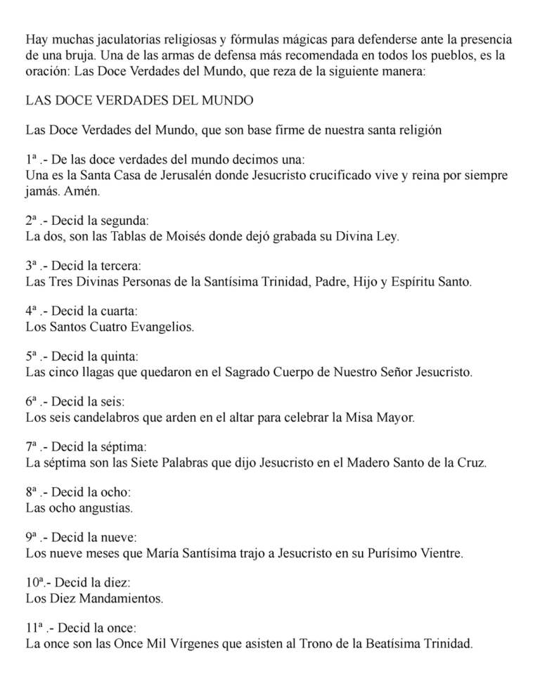 La oración de las 12 verdades del mundo: La oración de las doce ...